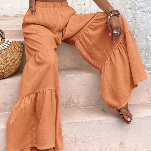 Pants & Jumpsuits | New Ruffle Hem Wide Leg Pants | Poshmark